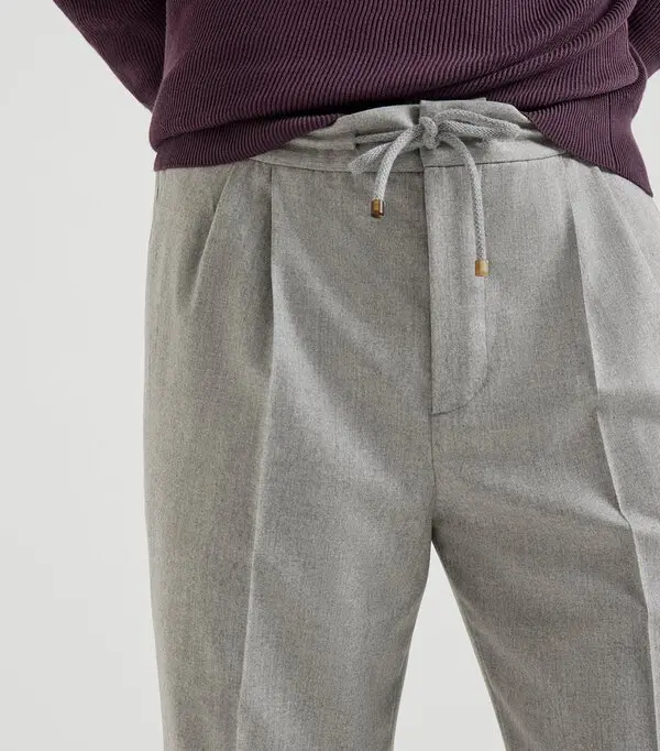 Brunello Cucinelli Virgin Wool Pleated Drawstring Trousers
