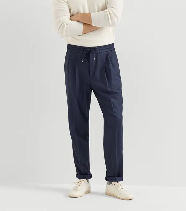 Brunello Cucinelli Virgin Wool Pleated Drawstring Trousers