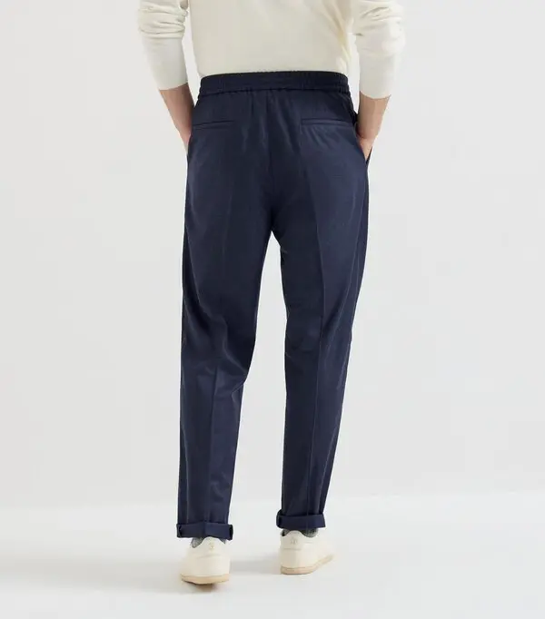 Brunello Cucinelli Virgin Wool Pleated Drawstring Trousers