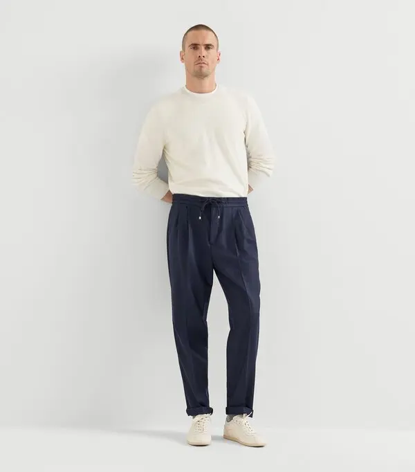Brunello Cucinelli Virgin Wool Pleated Drawstring Trousers