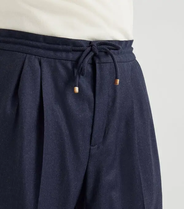 Brunello Cucinelli Virgin Wool Pleated Drawstring Trousers