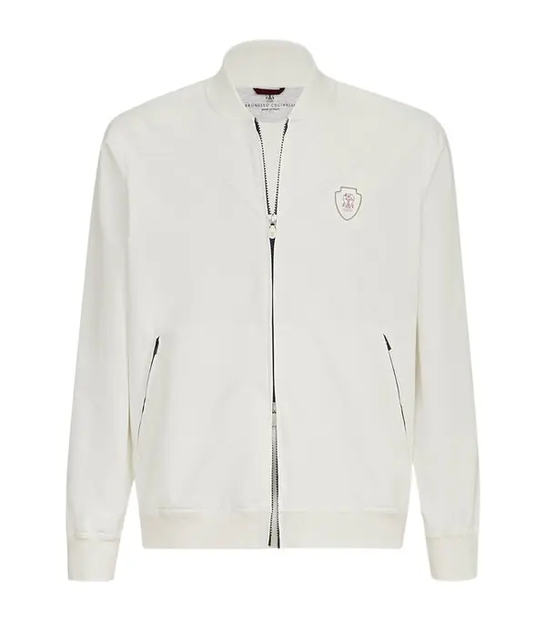 Brunello Cucinelli Crest Zip-up Sweatshirt - White