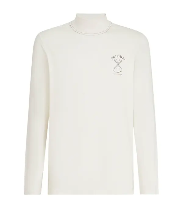 Brunello Cucinelli Stretch-silk Rollneck Sweatshirt - White