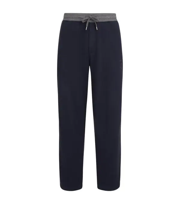 Brunello Cucinelli Cotton Embroidered Sweatpants - Blue