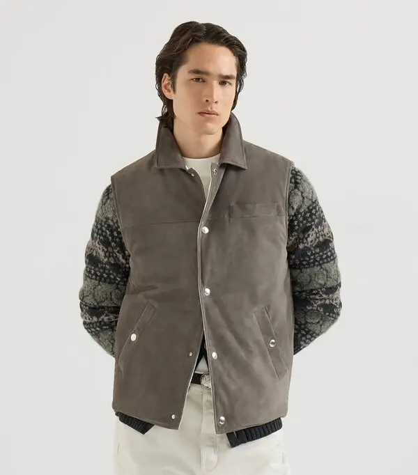 Brunello Cucinelli Down Leather Gilet