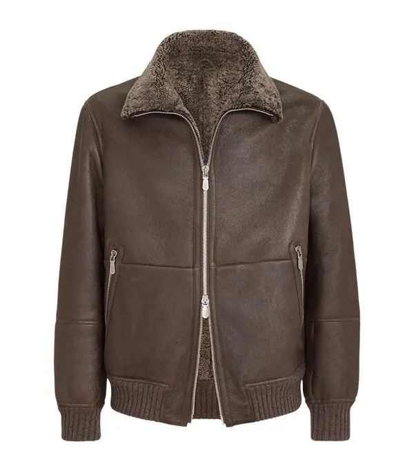 Brunello Cucinelli Shearling Bomber Jacket