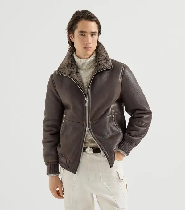 Brunello Cucinelli Shearling Bomber Jacket