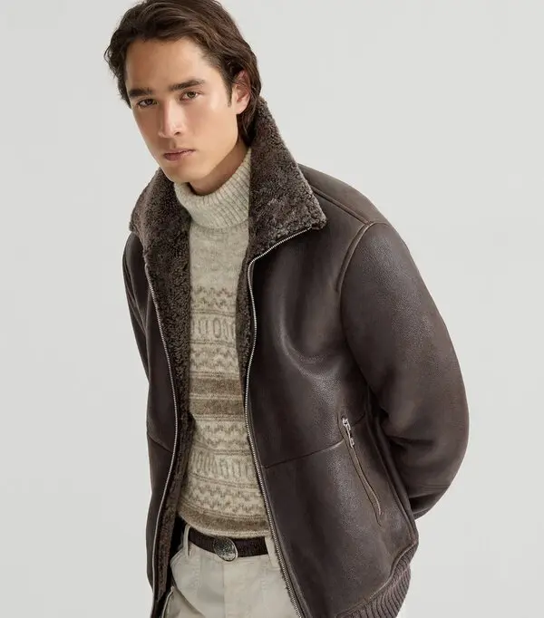 Brunello Cucinelli Shearling Bomber Jacket
