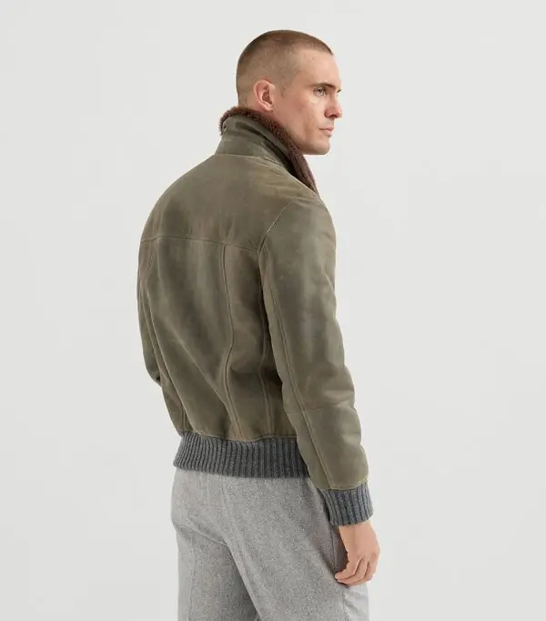 Brunello Cucinelli Leather Shearling-trim Jacket