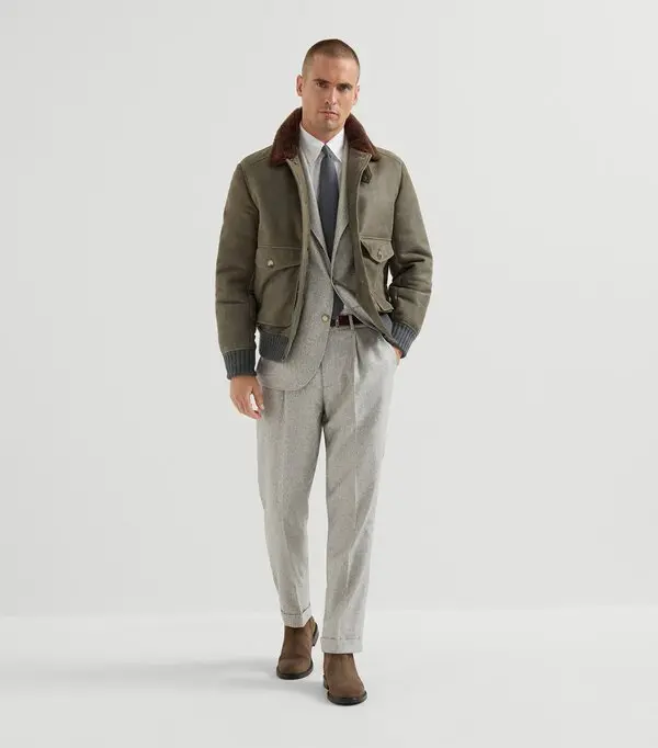 Brunello Cucinelli Leather Shearling-trim Jacket