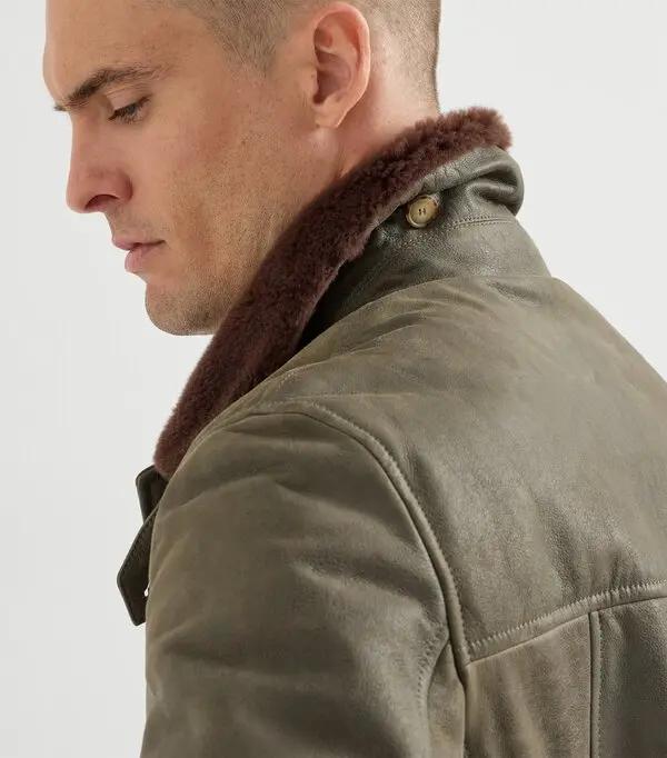 Brunello Cucinelli Leather Shearling-trim Jacket