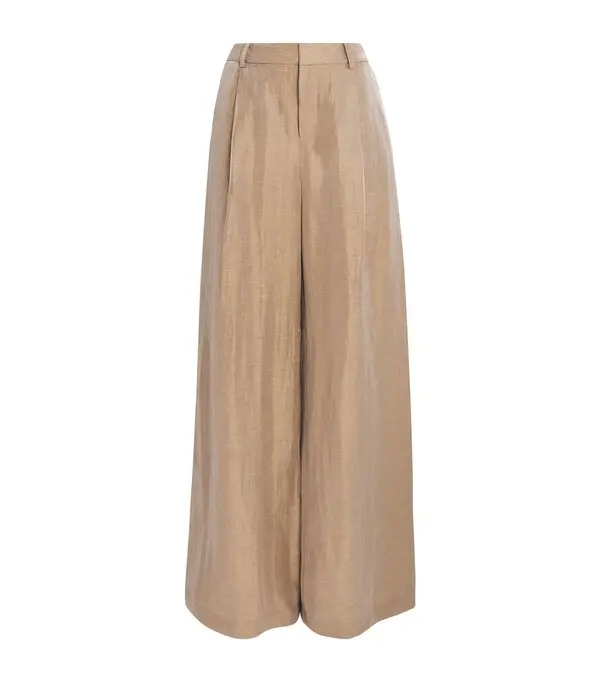 L'Agence Linen-blend Allanah Trousers - Brown