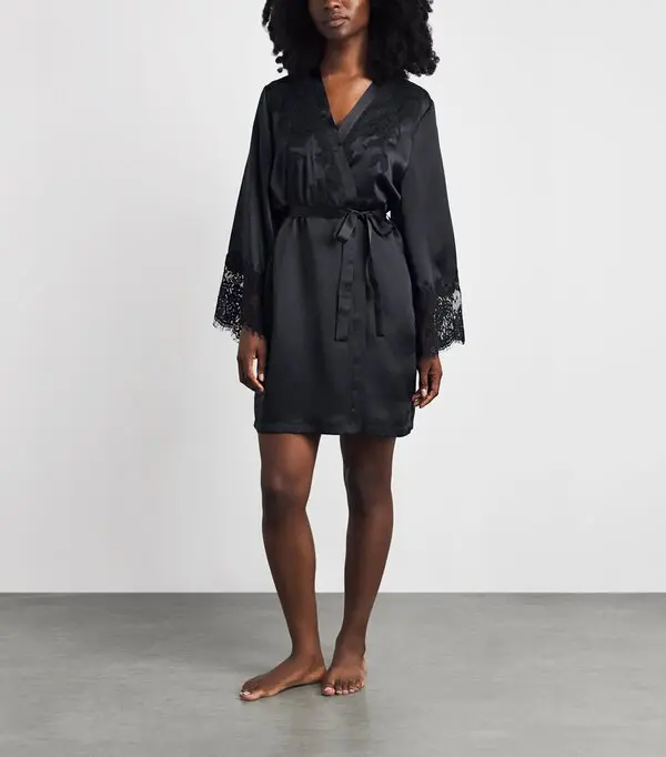 MARJOLAINE Silk Tess Robe - Black