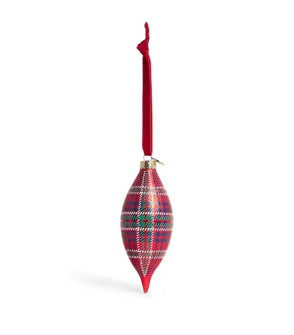 Harrods Tartan Drop Bauble - Red