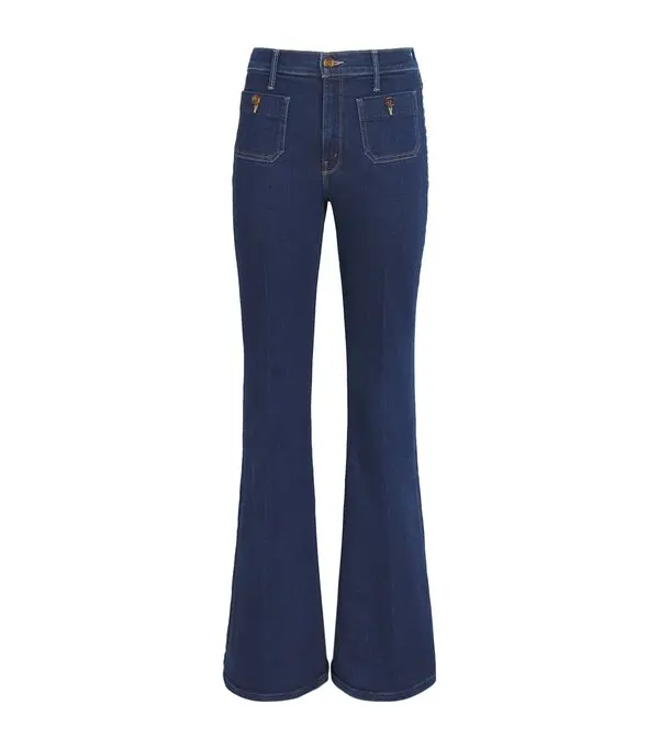 MOTHER Patch Pocket The Doozy High-rise Flared Jeans - Blue