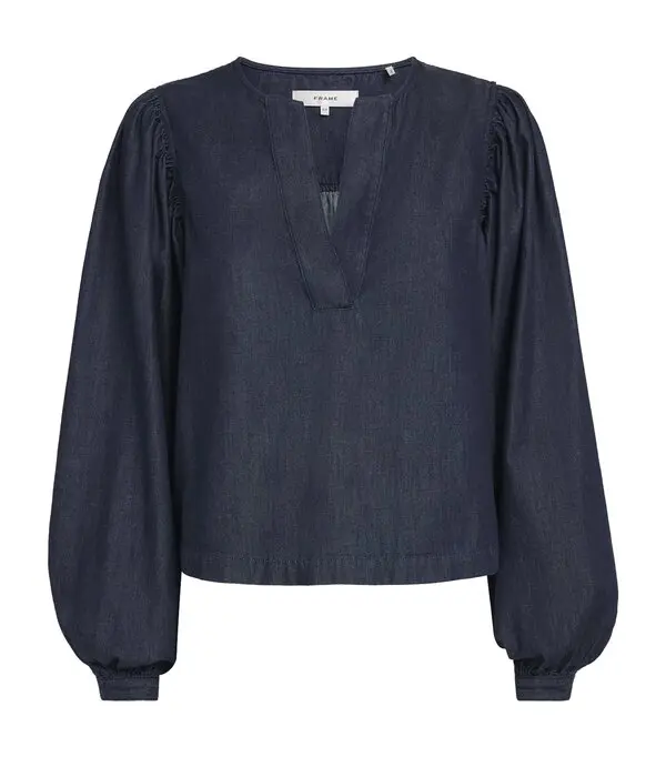 FRAME Denim The Off Duty Popover Blouse - Navy