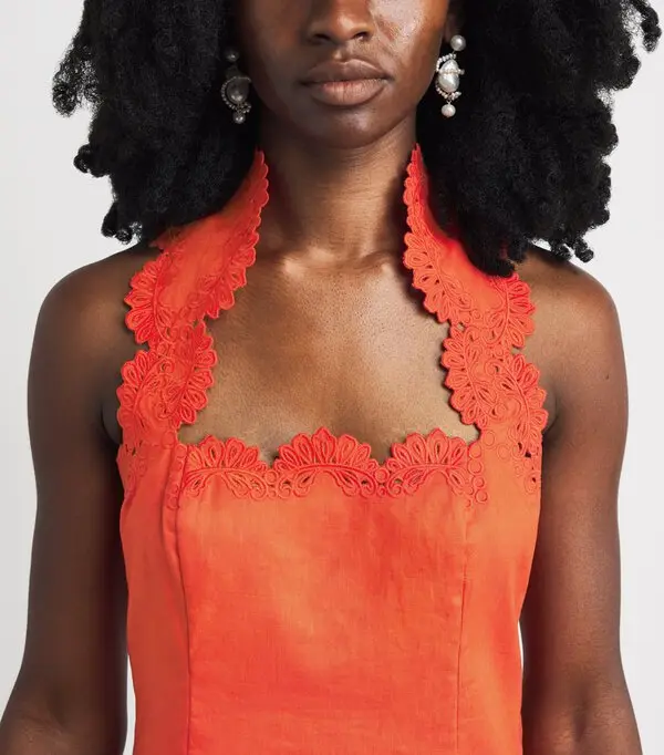 Cult Gaia Linen Lace Derry Mini Dress