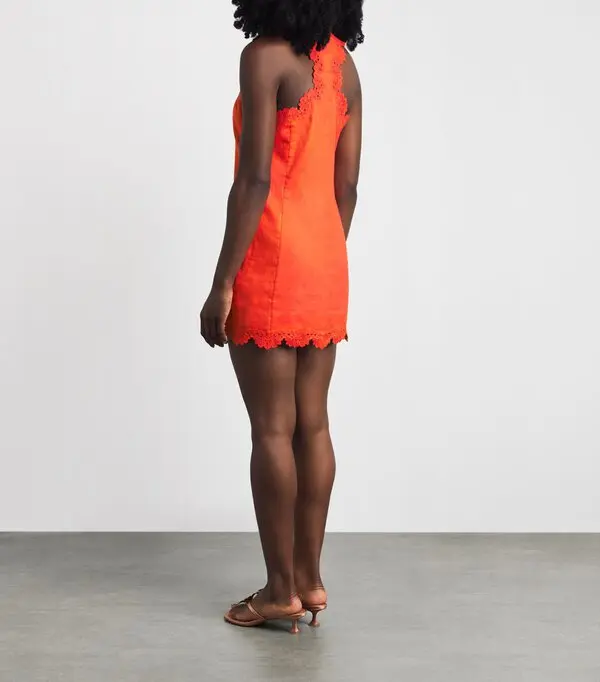 Cult Gaia Linen Lace Derry Mini Dress