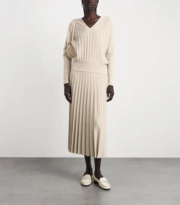 Agnona Plissé Midi Skirt