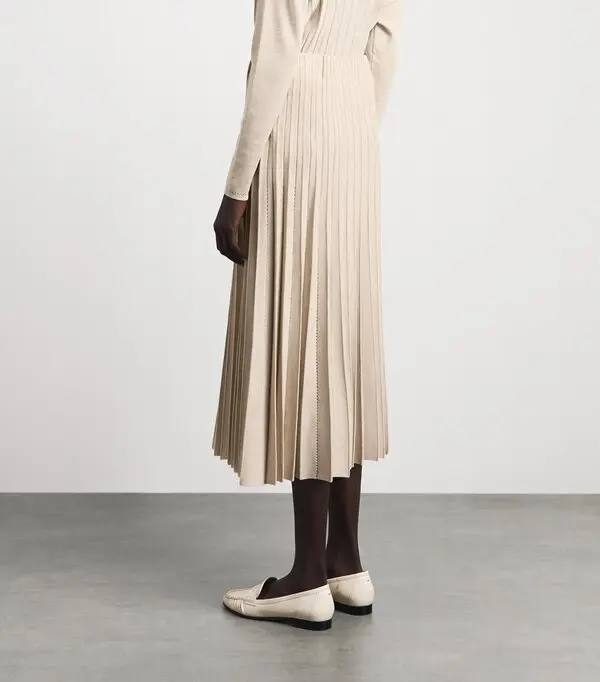 Agnona Plissé Midi Skirt
