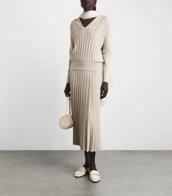 Agnona Plissé V-neck Sweater
