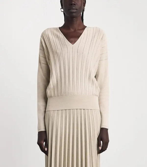 Agnona Plissé V-neck Sweater