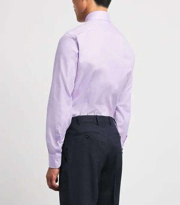 BARBA NAPOLI Cotton Twill Slim Shirt - Purple