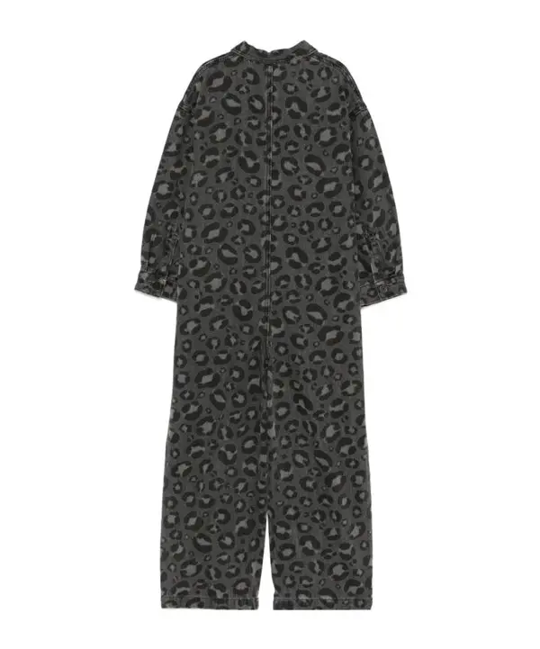 DOUUOD Leopard-print Denim Jumpsuit