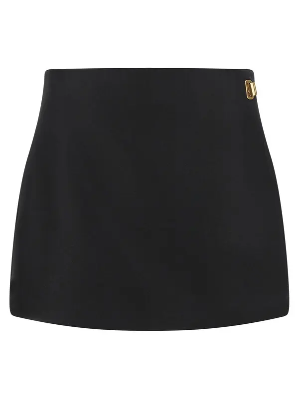 Balenciaga Wool Silk Wallet Skort - Black