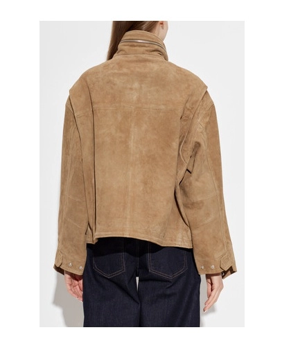 ALLSAINTS Suede Stand Collar Cargo Jacket - Walnut Brown