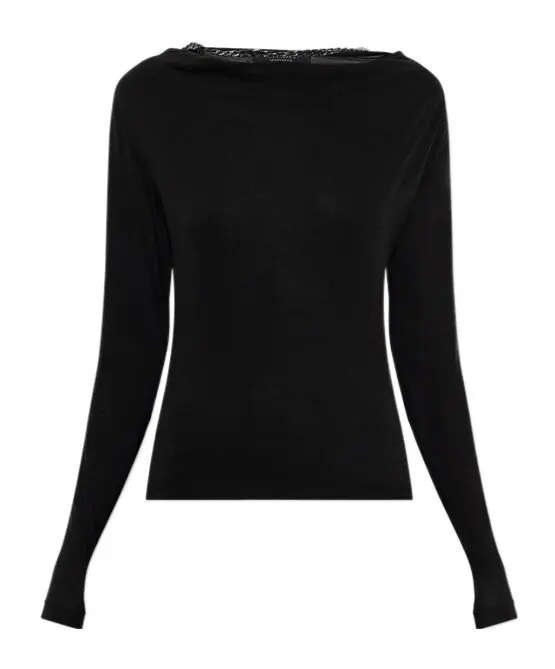ALLSAINTS Chain Detail Offshoulder Long Sleeve Top