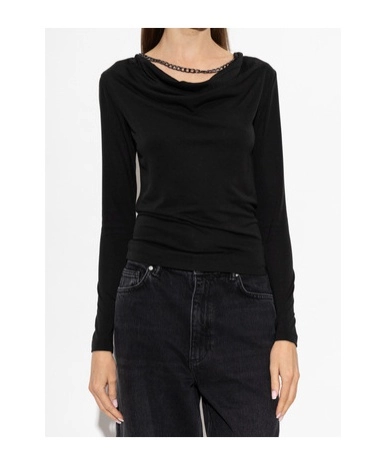 ALLSAINTS Chain Detail Offshoulder Long Sleeve Top
