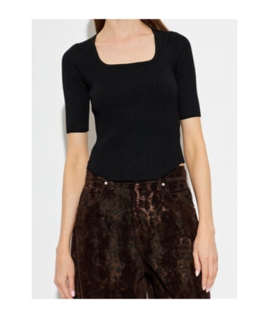 ALLSAINTS Square Neck Rib Knit Top