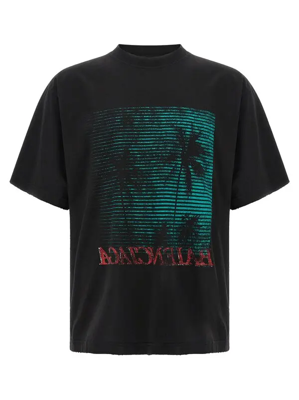 Balenciaga Vintage-effect T-shirt - Black