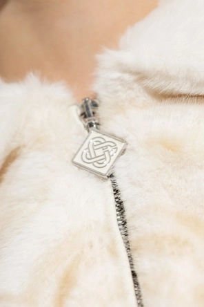Casablanca Ornate Faux Fur Zip Bomber Jacket