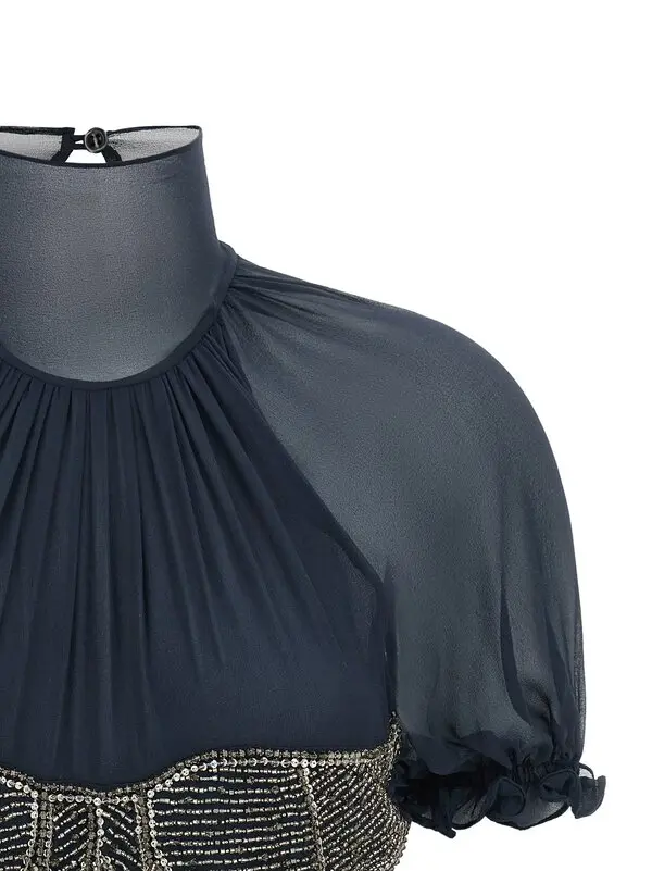 Attico Jewel Embroidery Top - Blue