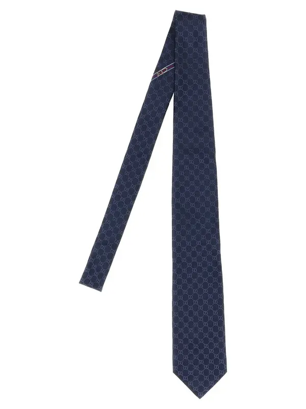 Gucci Double G Silk Neck Tie - Blue