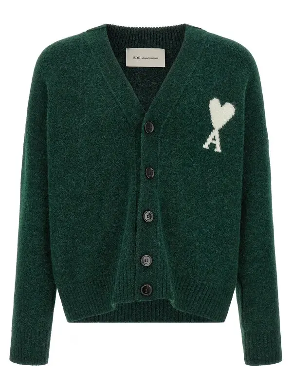 AMI Paris De Coeur' Cardigan - Green