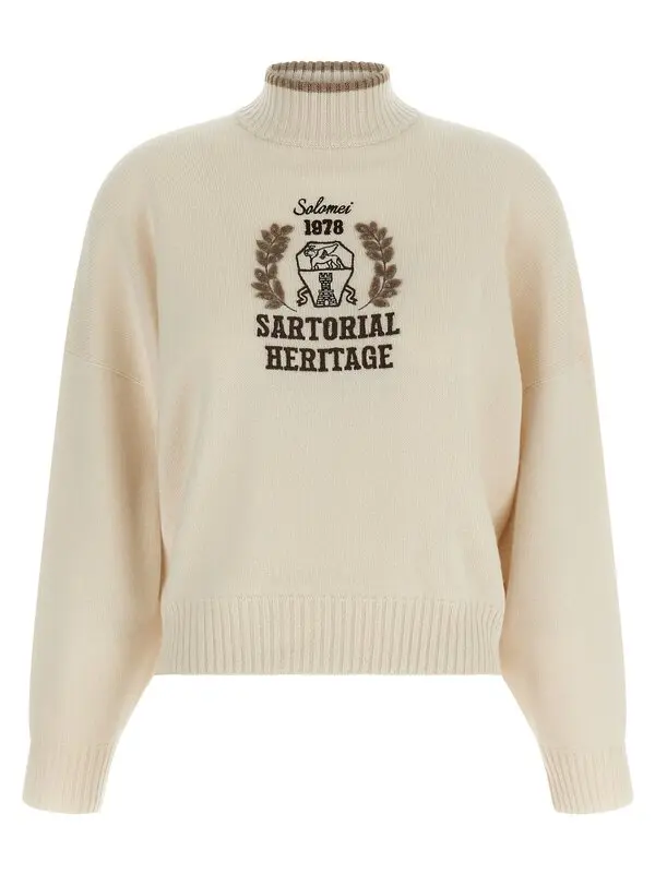 Brunello Cucinelli Heraldic Embroidery Sweater - Cream