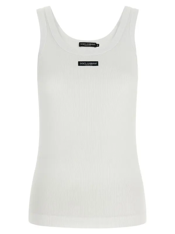 Dolce & Gabbana Logo Patch Tank Top - White