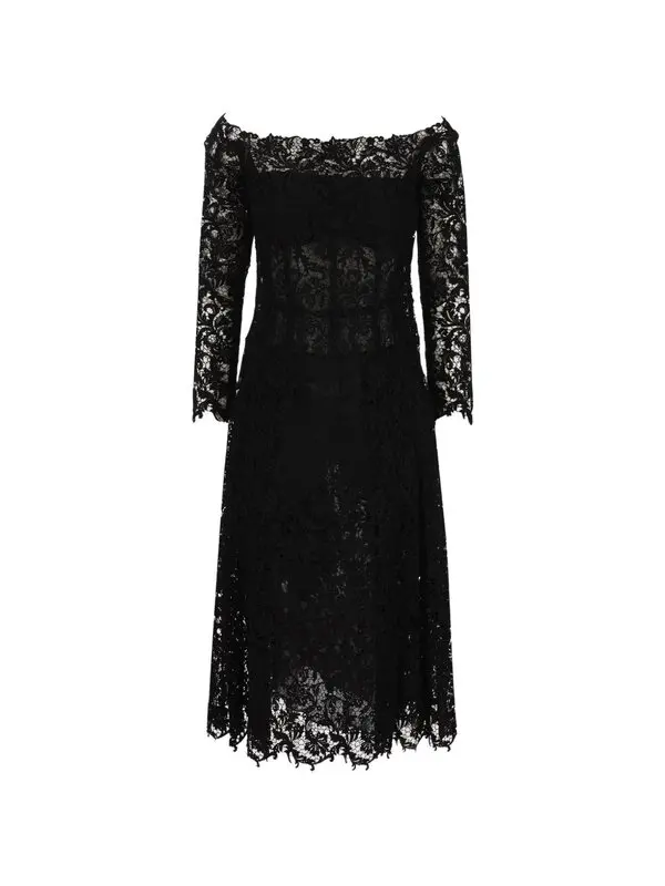Fendi Macramé Lace Midi Dress - Black