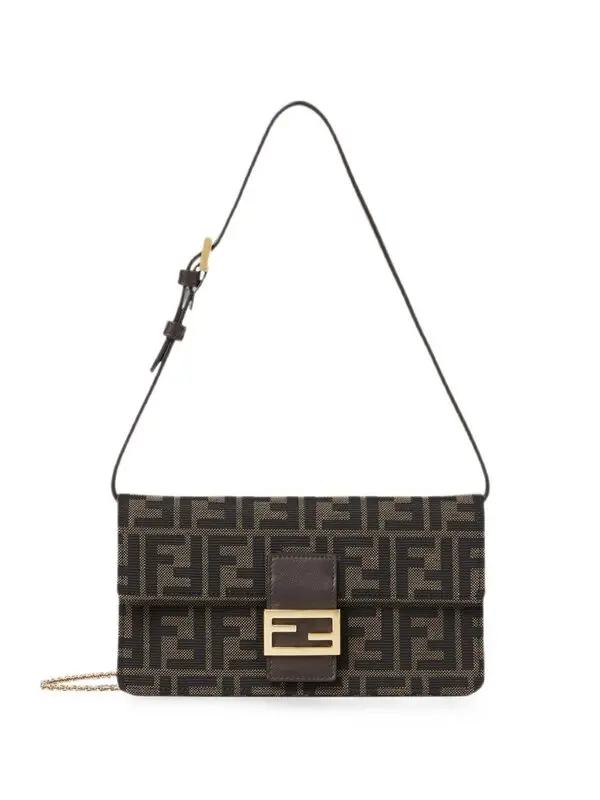 Fendi Tube Ff Wallet On Chain - Brown