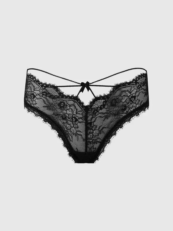 Frederick's Of Hollywood Charlotte Lace And Mesh Hipster - Black