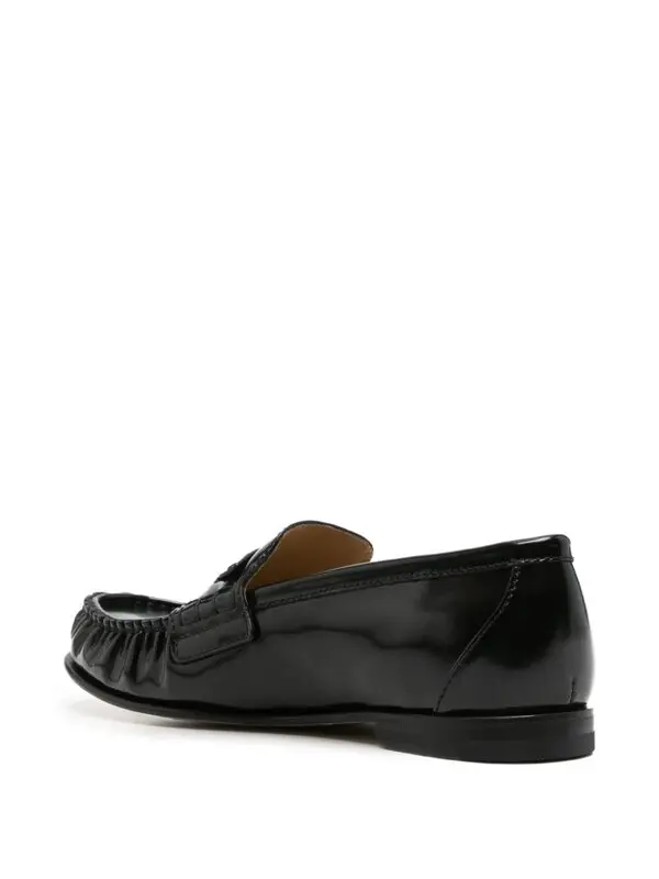 Fendi Scrunch Leather Loafers - Black