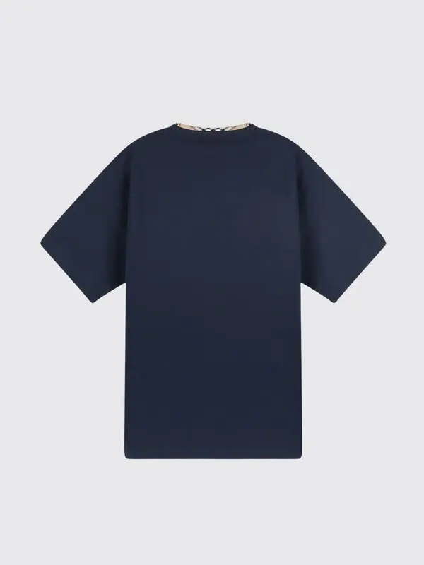 Burberry Ekd Logo Cotton T-shirt With Contrast Pocket And Trim - Navy