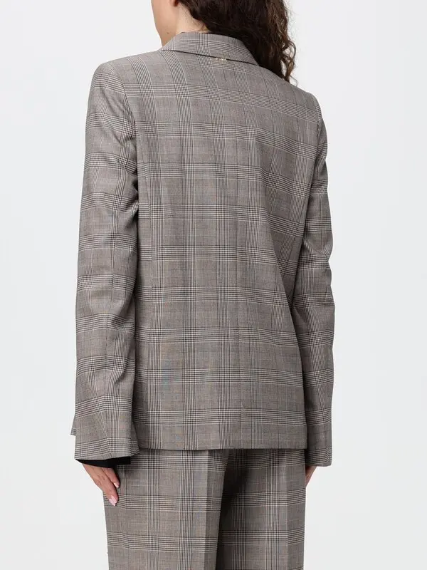TWINSET Double-breasted Prince Of Wales Check Wool-blend Blazer