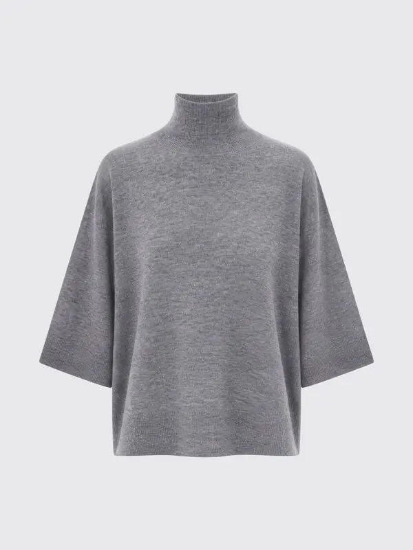 Fabiana Filippi Pure Wool Embellished Turtleneck Jumper With Dropped Shoulders - Grey