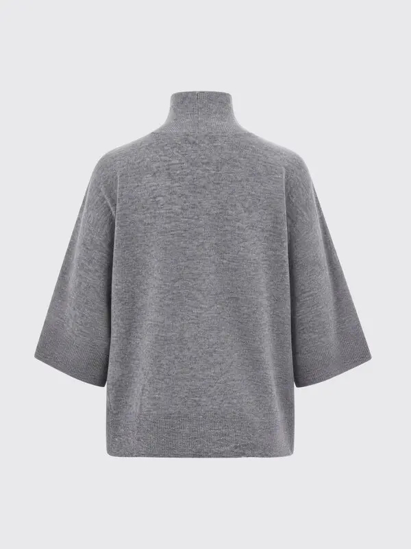 Fabiana Filippi Pure Wool Embellished Turtleneck Jumper With Dropped Shoulders - Grey
