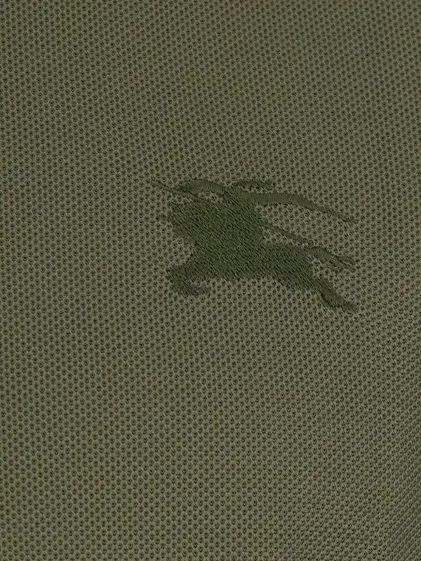 Burberry Equestrian Knight Logo Cotton Polo Shirt With Ribbed Collar