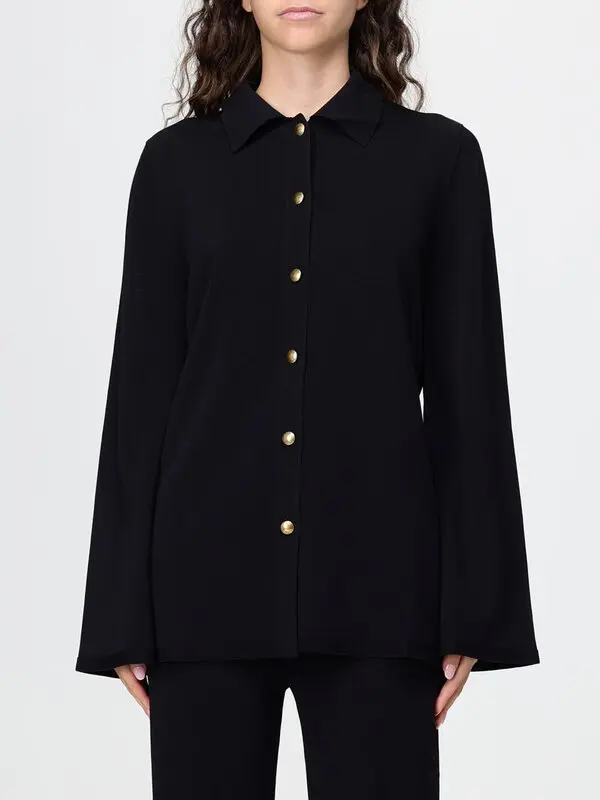 TWINSET Viscose Knit Shirt With Long Kimono Sleeves And French Collar